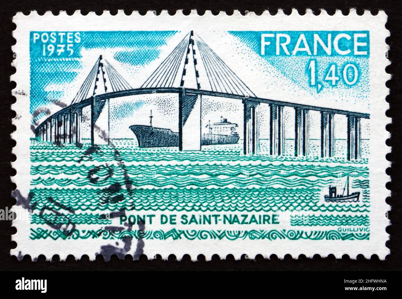 FRANCE - CIRCA 1975: a stamp printed in the France shows Saint-Nazaire ...