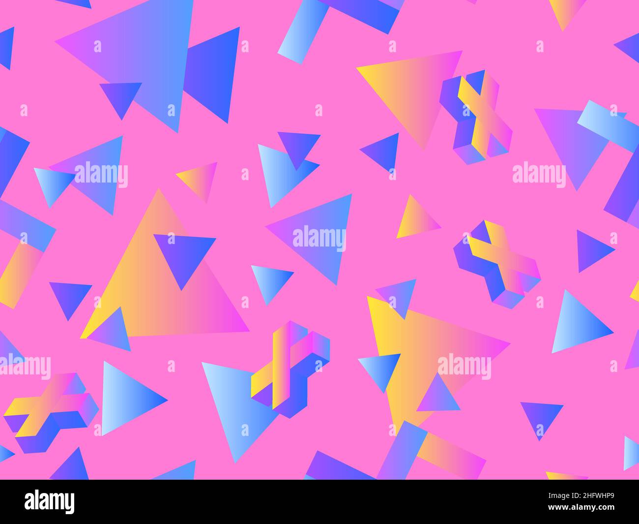 Geometric seamless pattern with geometric shapes with gradient. Memphis ...