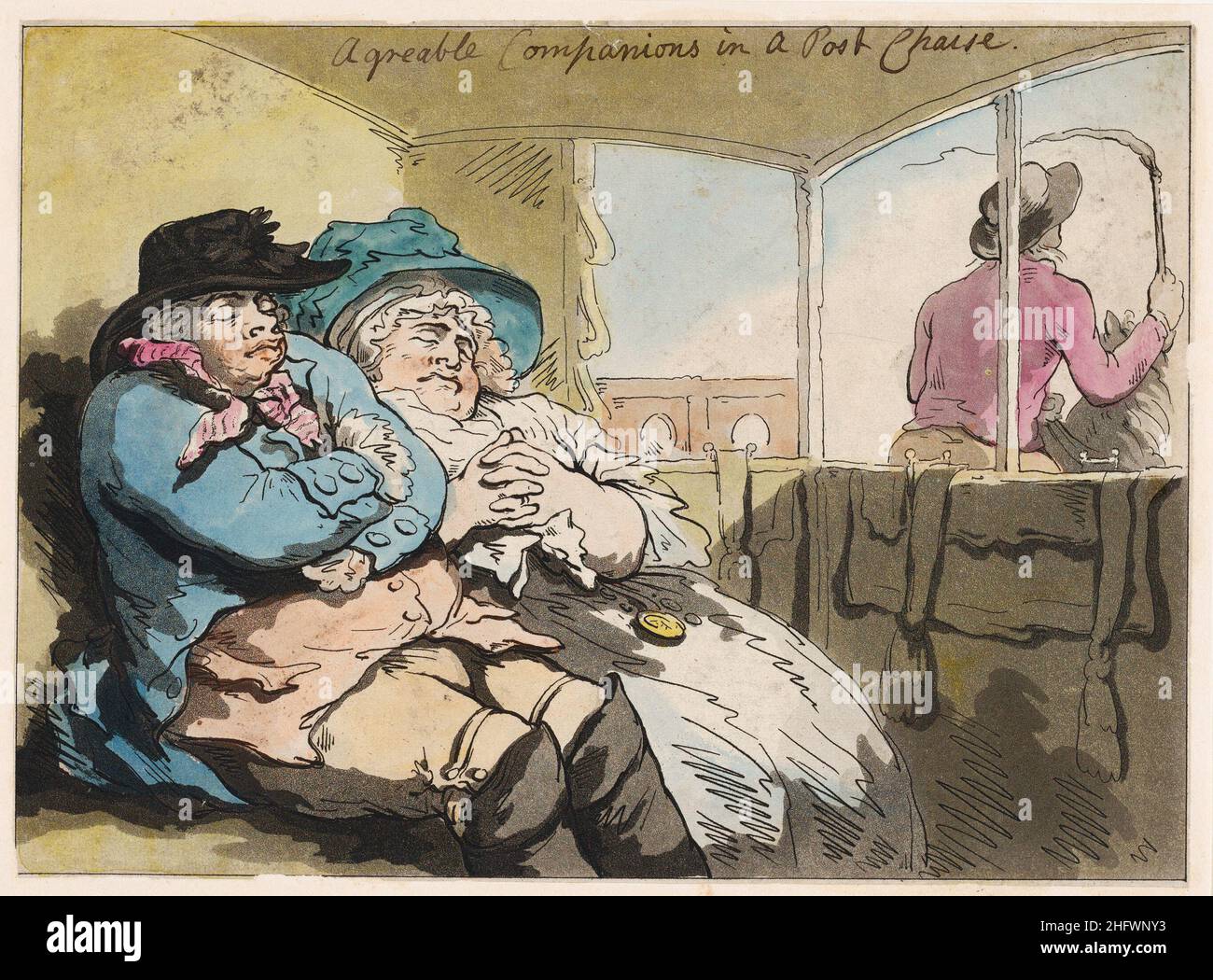 A comfortable nap in a Post Chaise 1788. Artist: Thomas Rowlandson ...