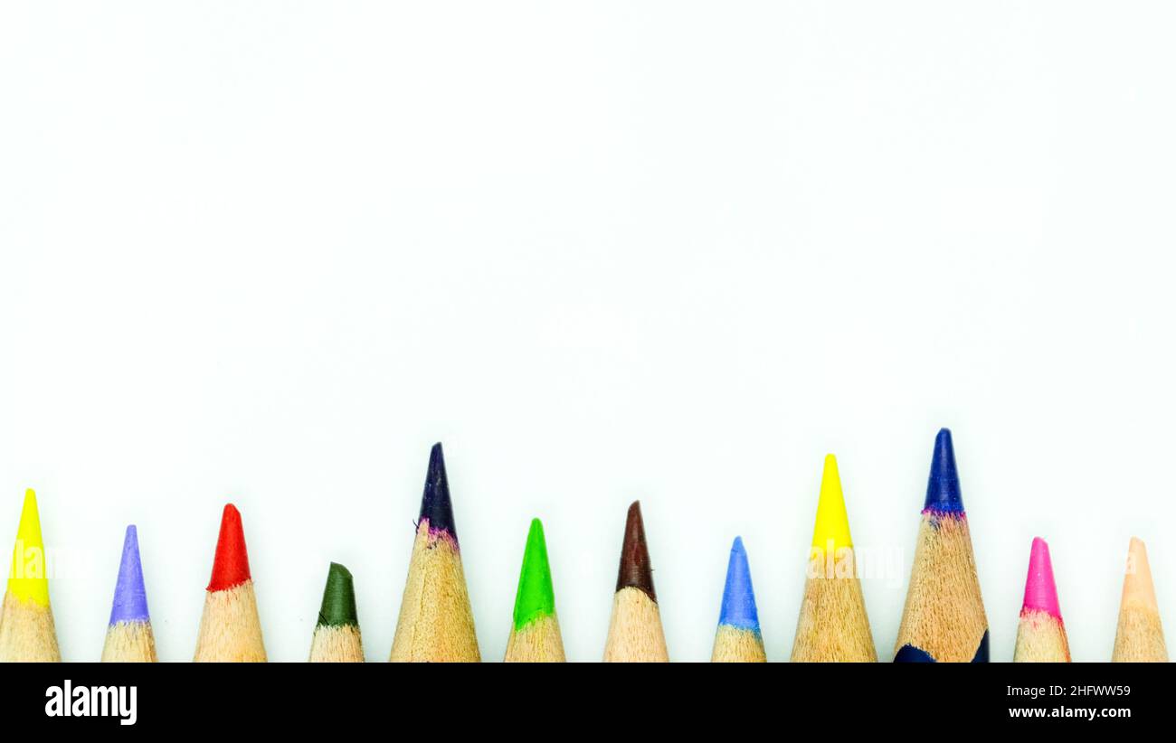 Color pencils border pattern on white background for back to school ...