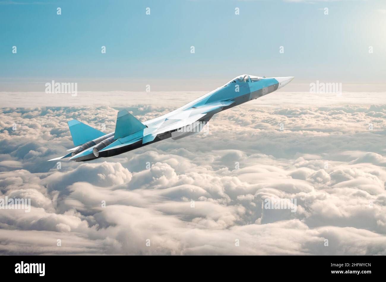 Fighter jet on a combat mission above the clouds Stock Photo - Alamy