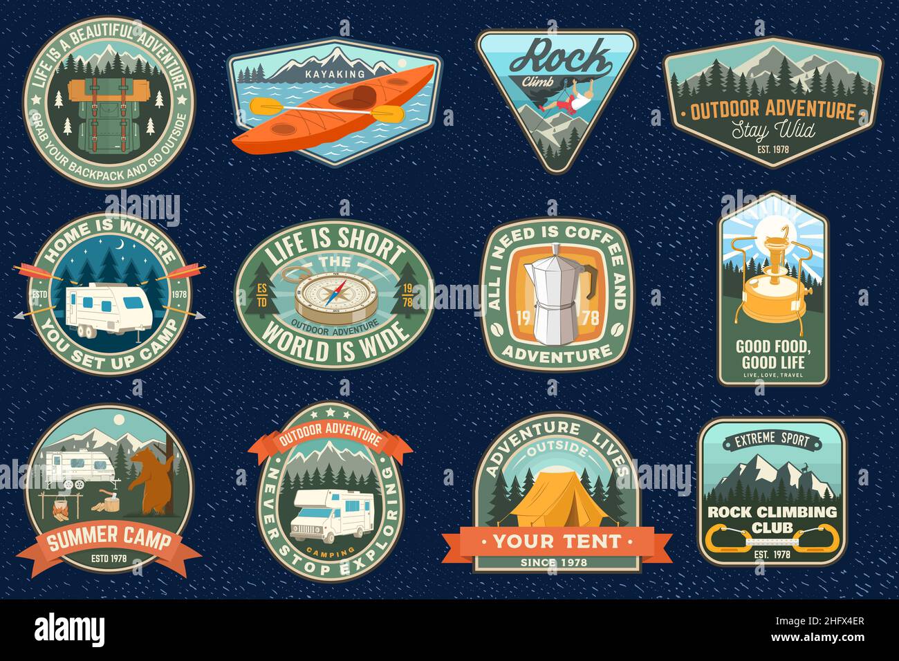 Set of Summer camp patches. Vector Concept for shirt or logo, print ...
