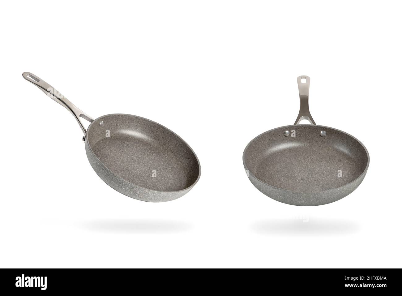 Gray frying pan isolated on white background. Frying non-stick frying ...