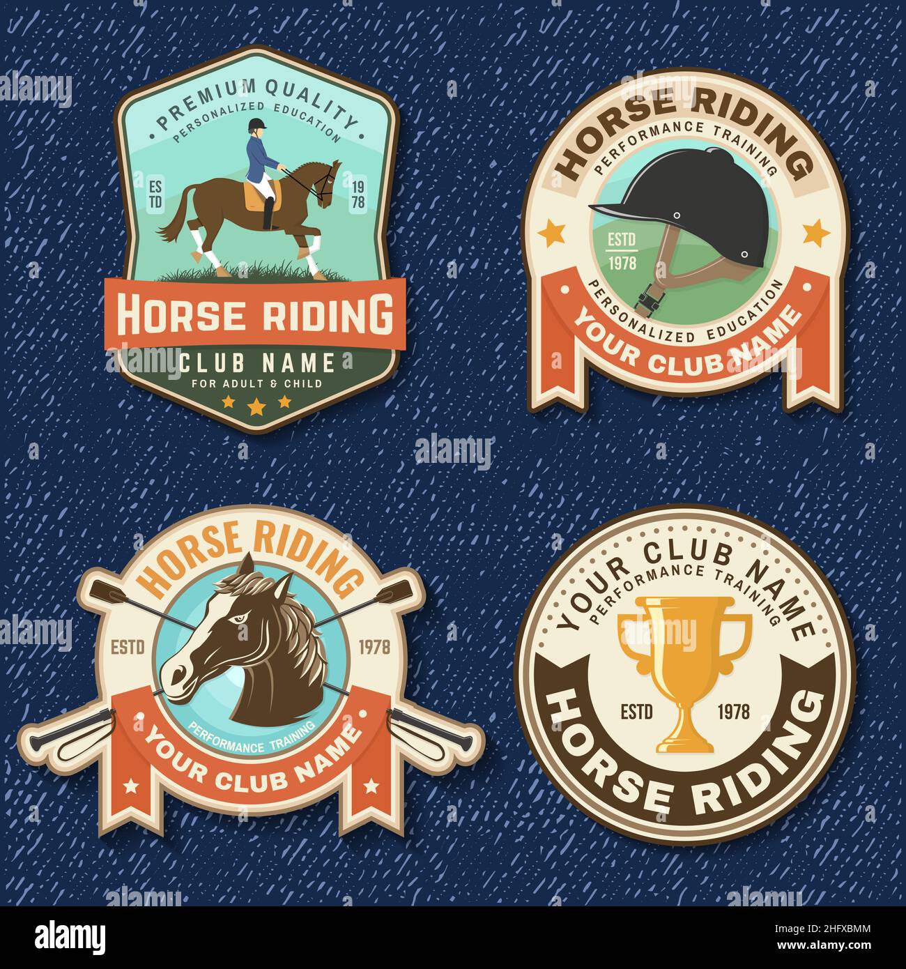 Set of Horse racing sport club badge, patch, emblem, logo. Vector ...
