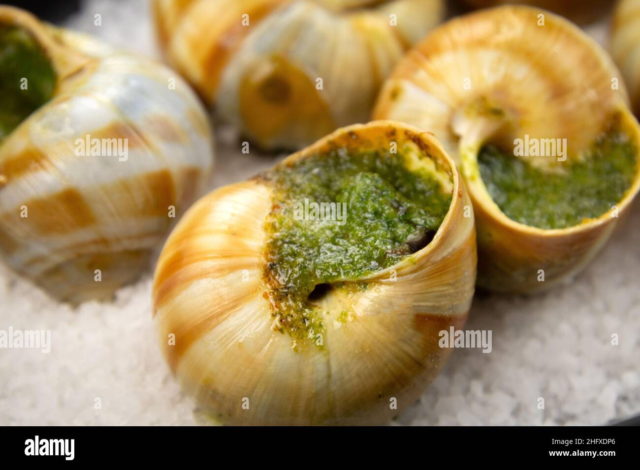 snails cooked close-up Stock Photo - Alamy