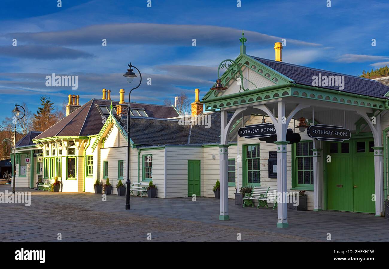 BALLATER ROYAL DEESIDE ABERDEENSHIRE OLD RAILWAY STATION THE ENTRANCE ...