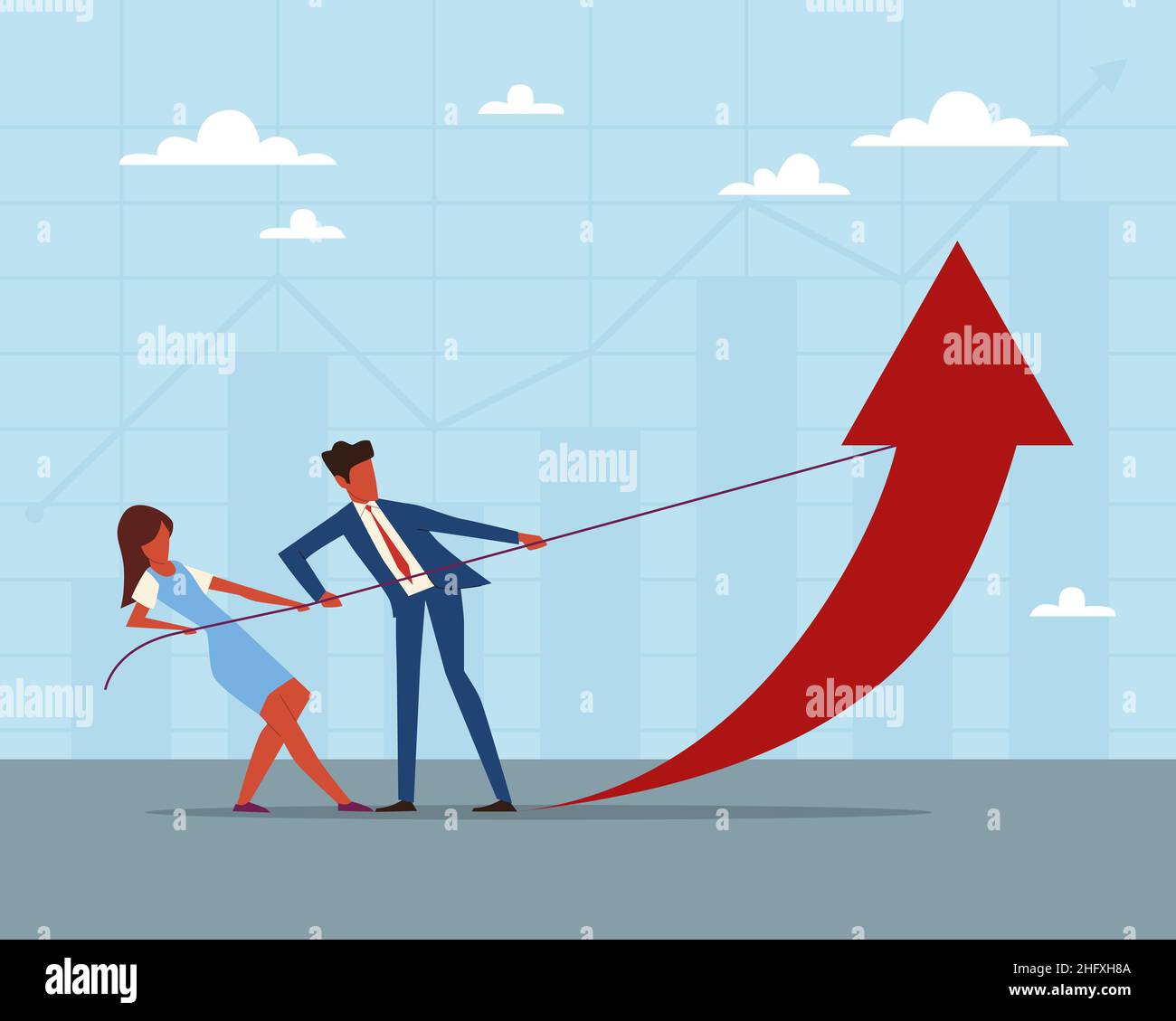 Common effort to grow the business. People try raise scale, red arrow ...