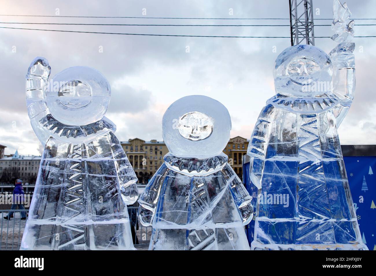 Moscow, Russia - 16.012022, Ice sculptures of characters from Disney ...