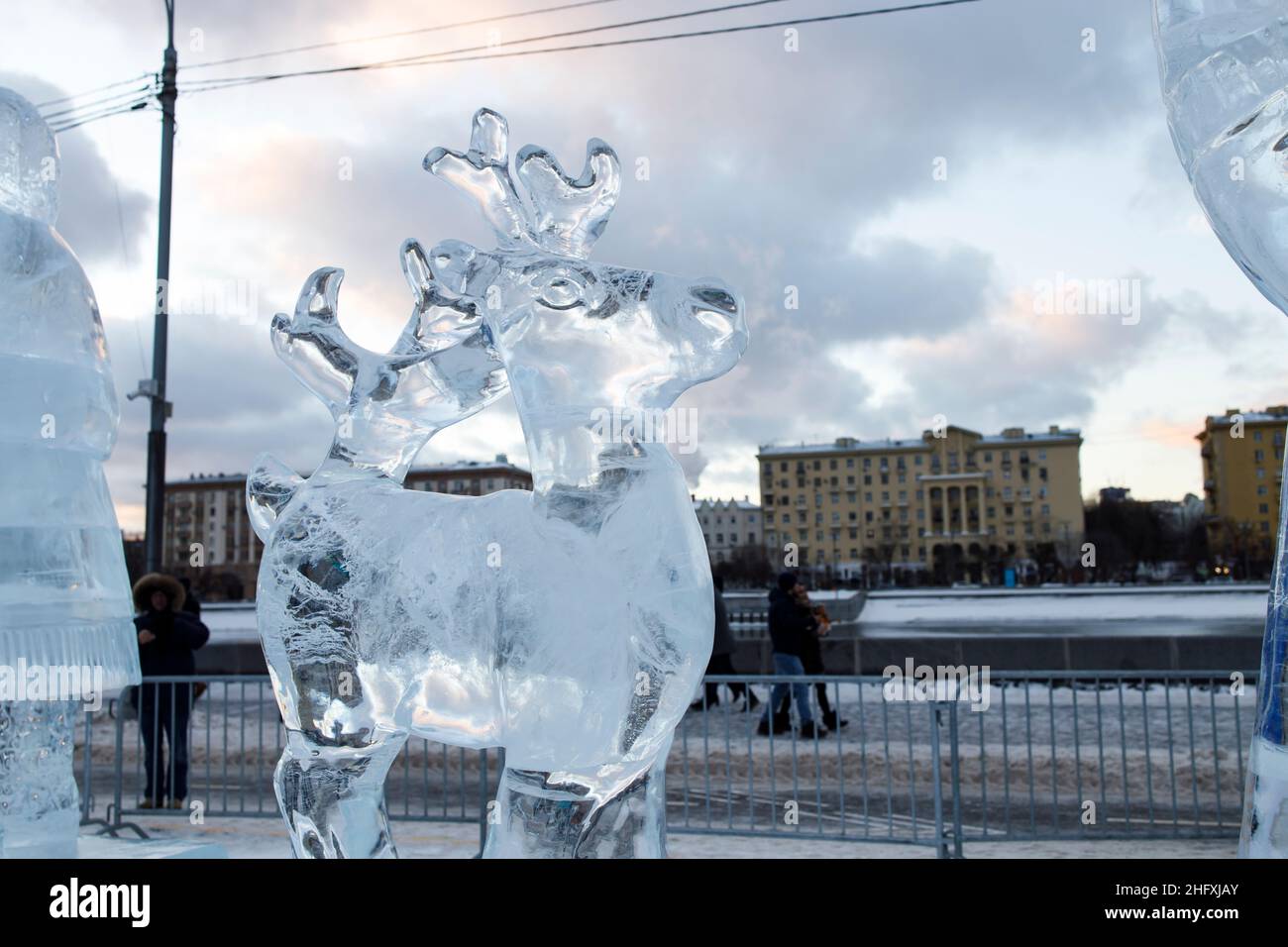 Moscow, Russia - 16.012022, Ice sculptures of characters from Disney ...