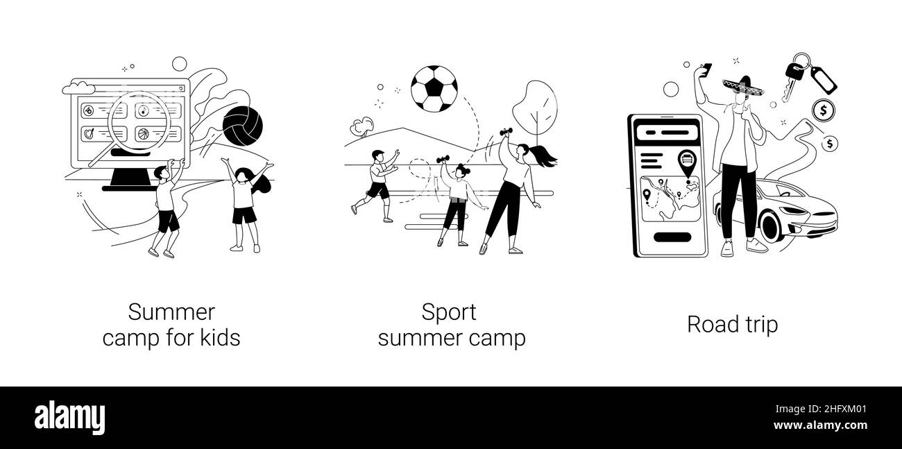 Active summertime abstract concept vector illustrations Stock Vector ...