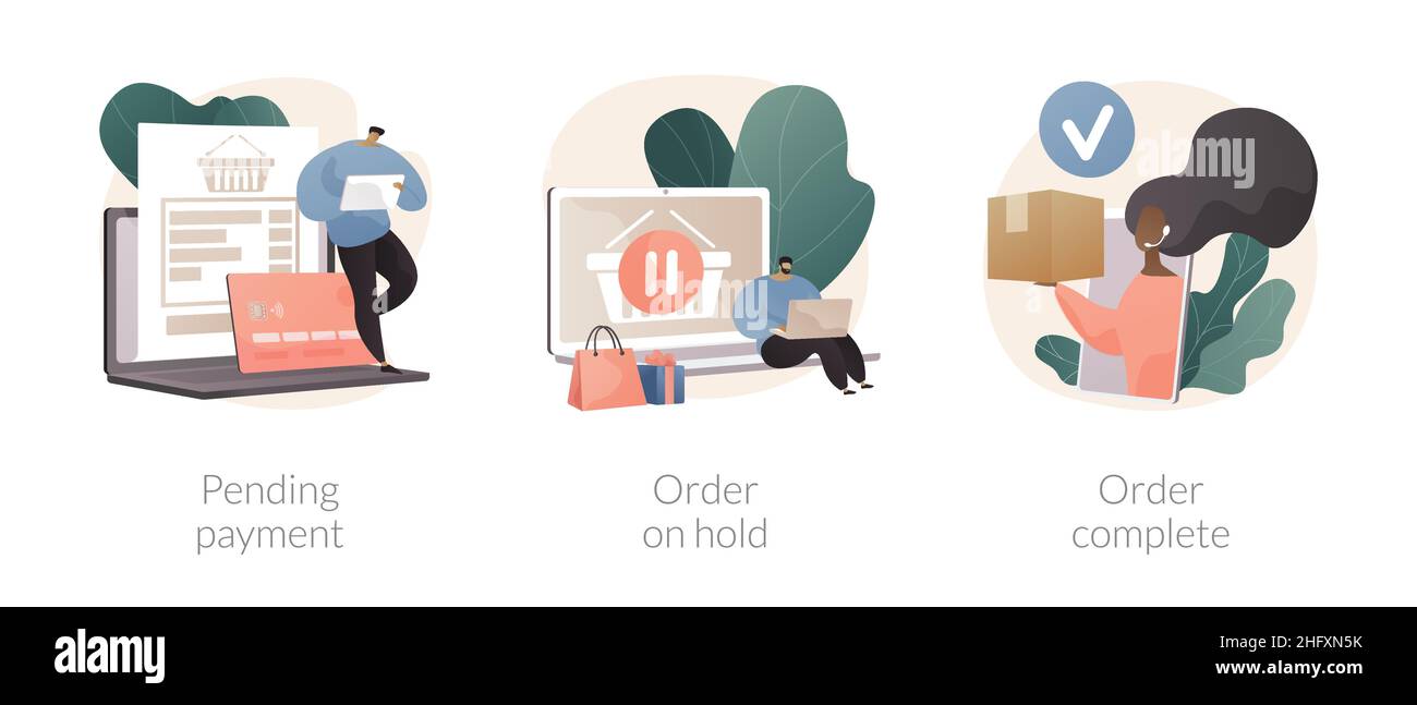 E-commerce purchase processing abstract concept vector illustrations ...
