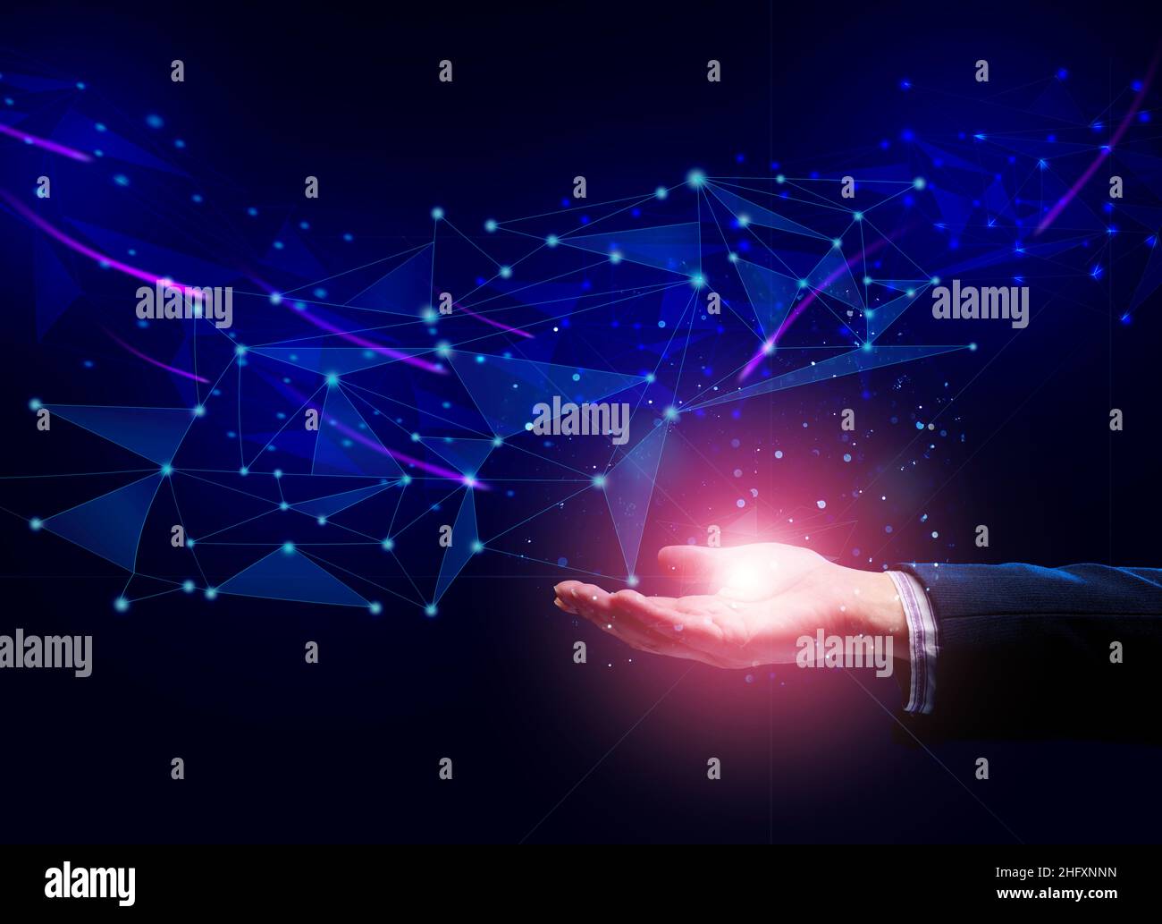 world wide web internet with connections and female hand. Wireless ...