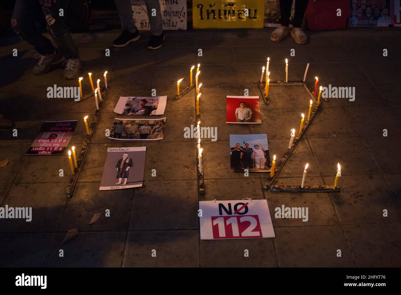 Bangkok, Thailand. 14th Jan, 2022. Political demonstrators celebrate ...