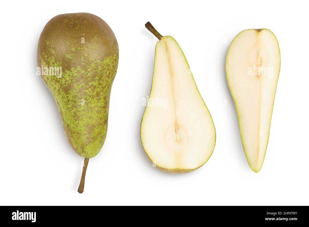 Green conference pear isolated on white background with clipping path ...