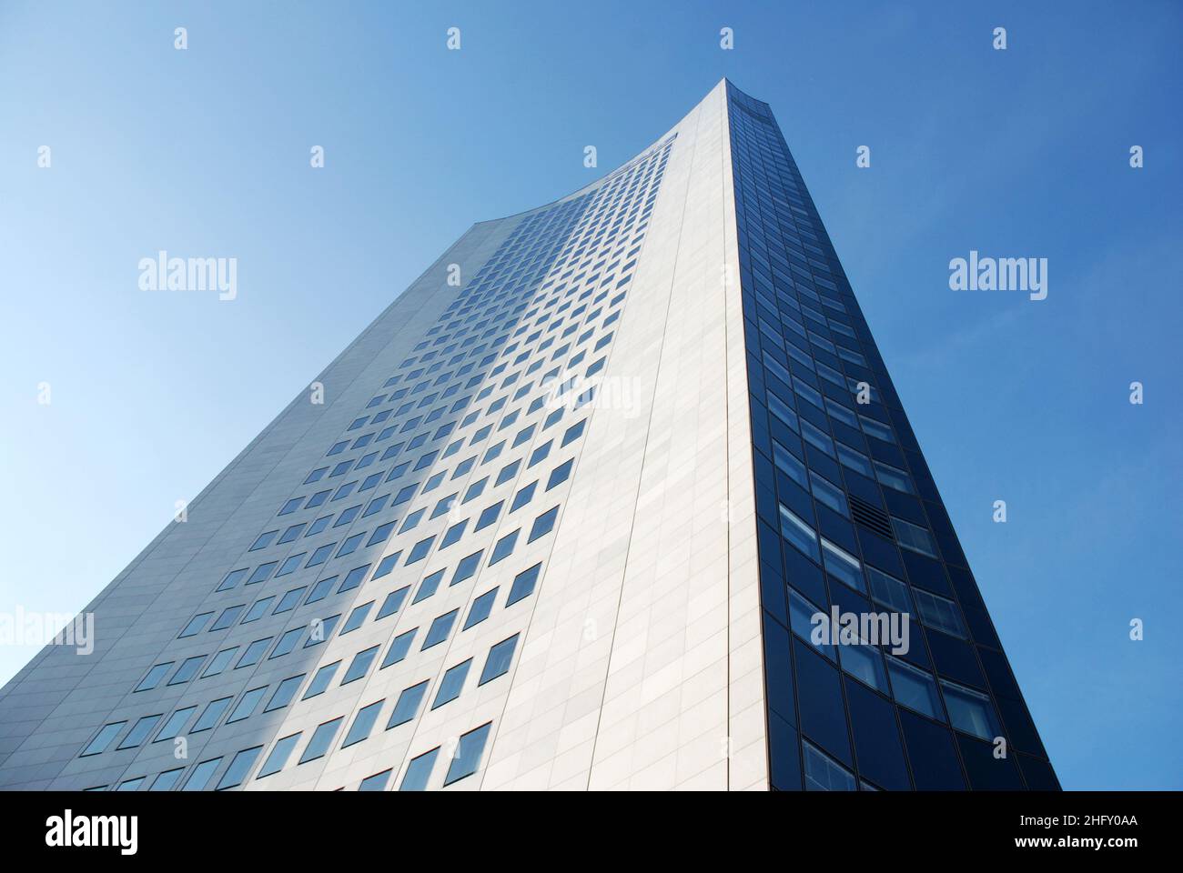 High rise building architecture background blue white Stock Photo - Alamy