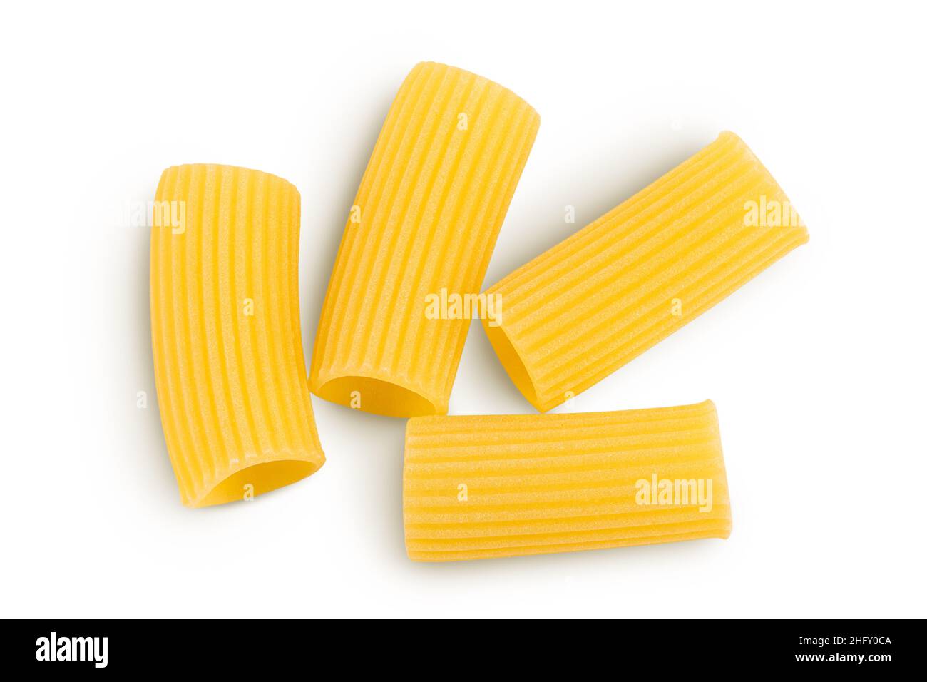 raw italian Rigatoni pasta isolated on white background with clipping ...