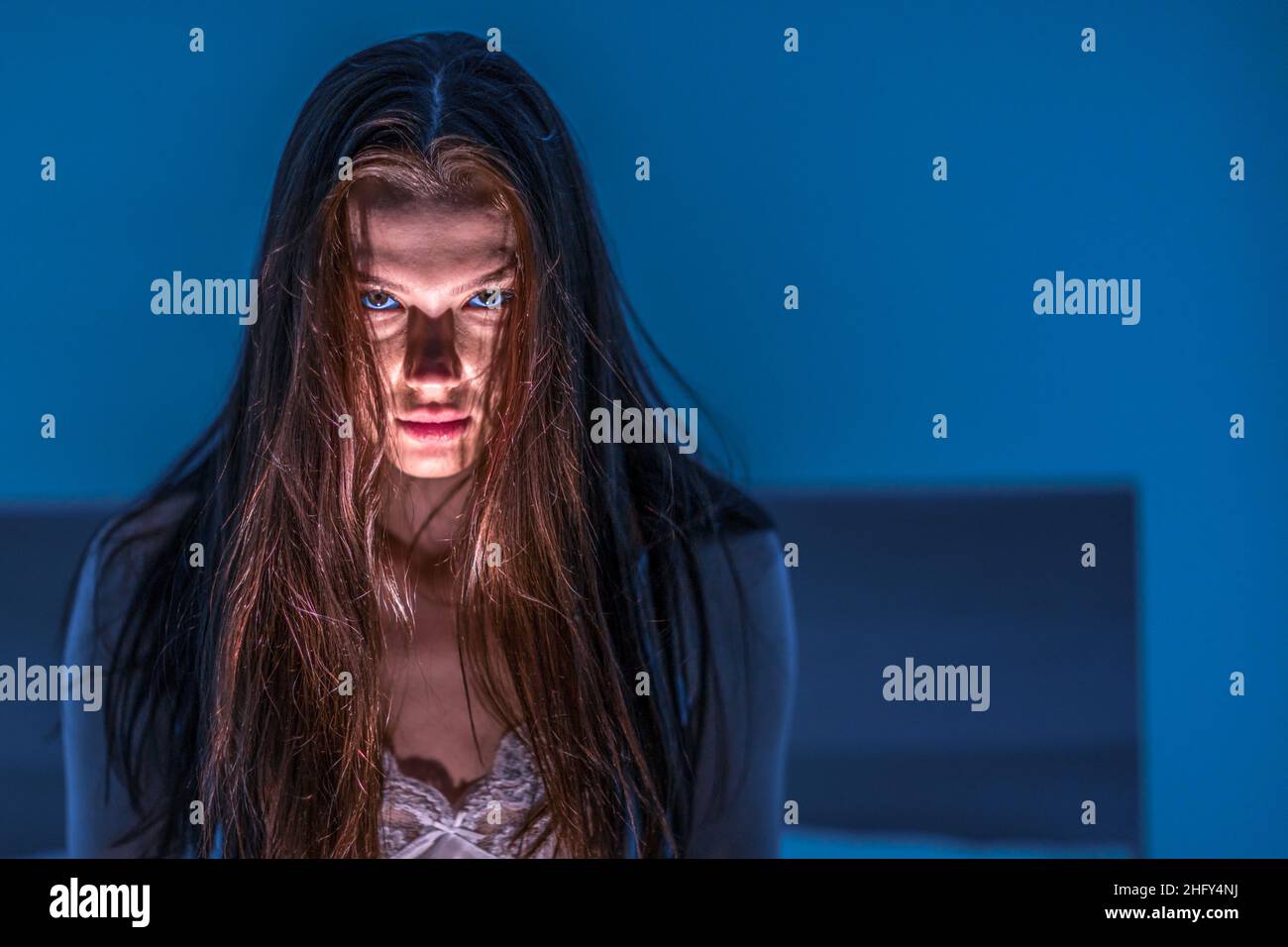 Scary woman face hi-res stock photography and images - Alamy