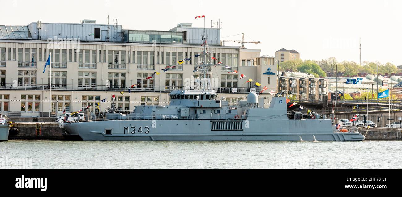 Gothenburg, Sweden - April 29 2019: M343 ”Hinnøy” of the Royal ...