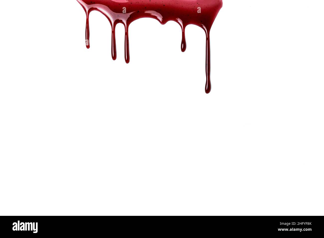 A blood spatter. A blood flowing down. Bloody pattern. Concepts of ...