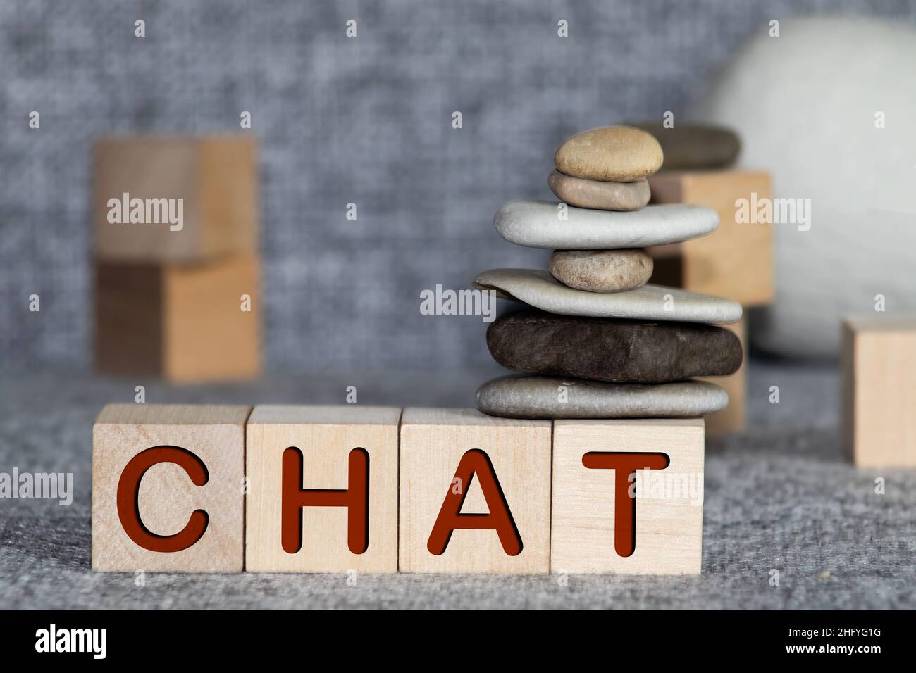 CHAT word made with wood building blocks Stock Photo - Alamy