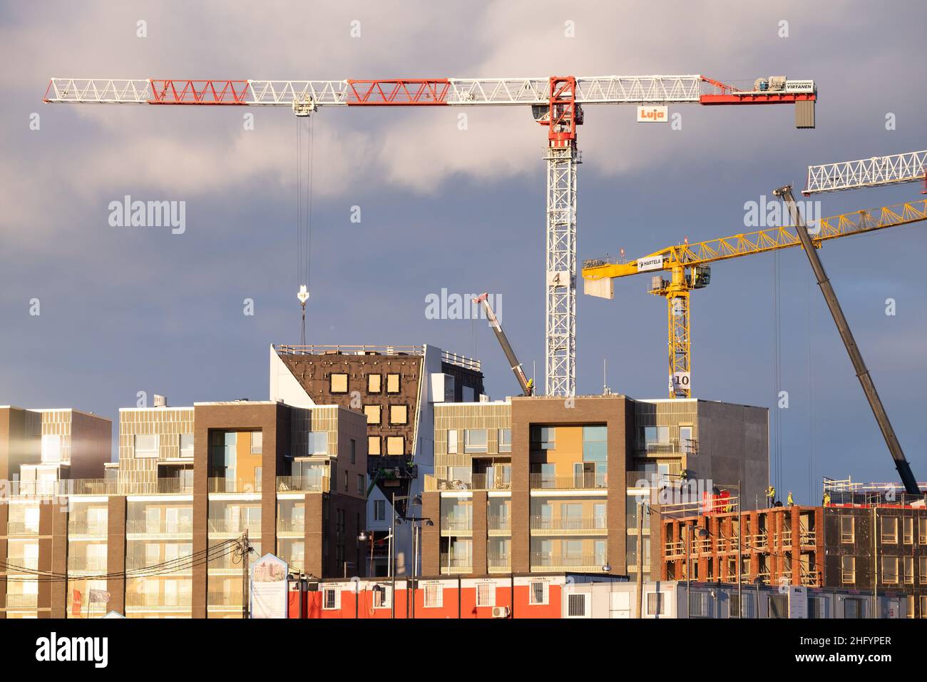 Helsinki / Finland - JANUARY 13, 2022: A view of a modern construction ...
