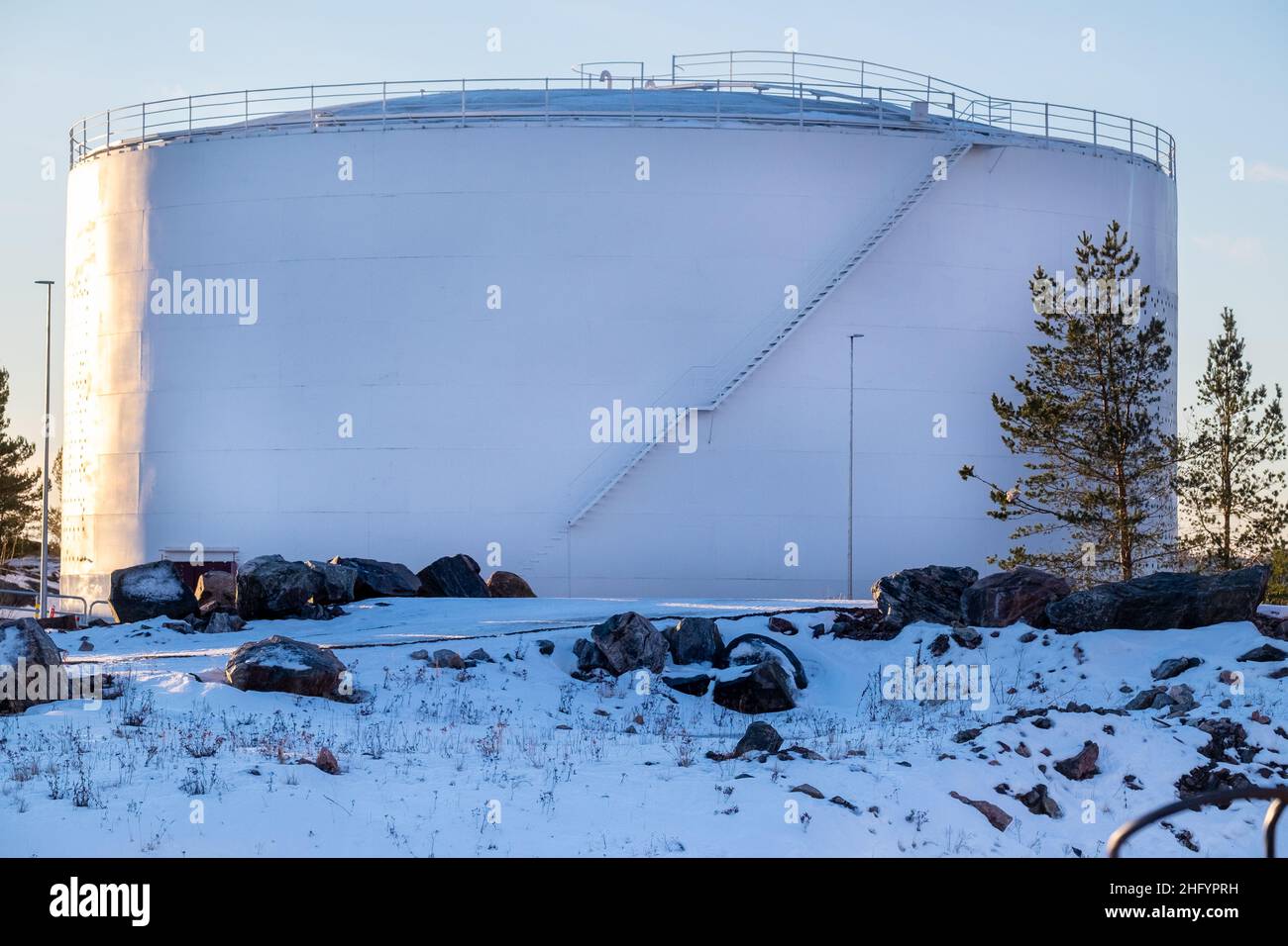 Helsinki / Finland - JANUARY 13, 2022: A closeup of an abandoned oil ...
