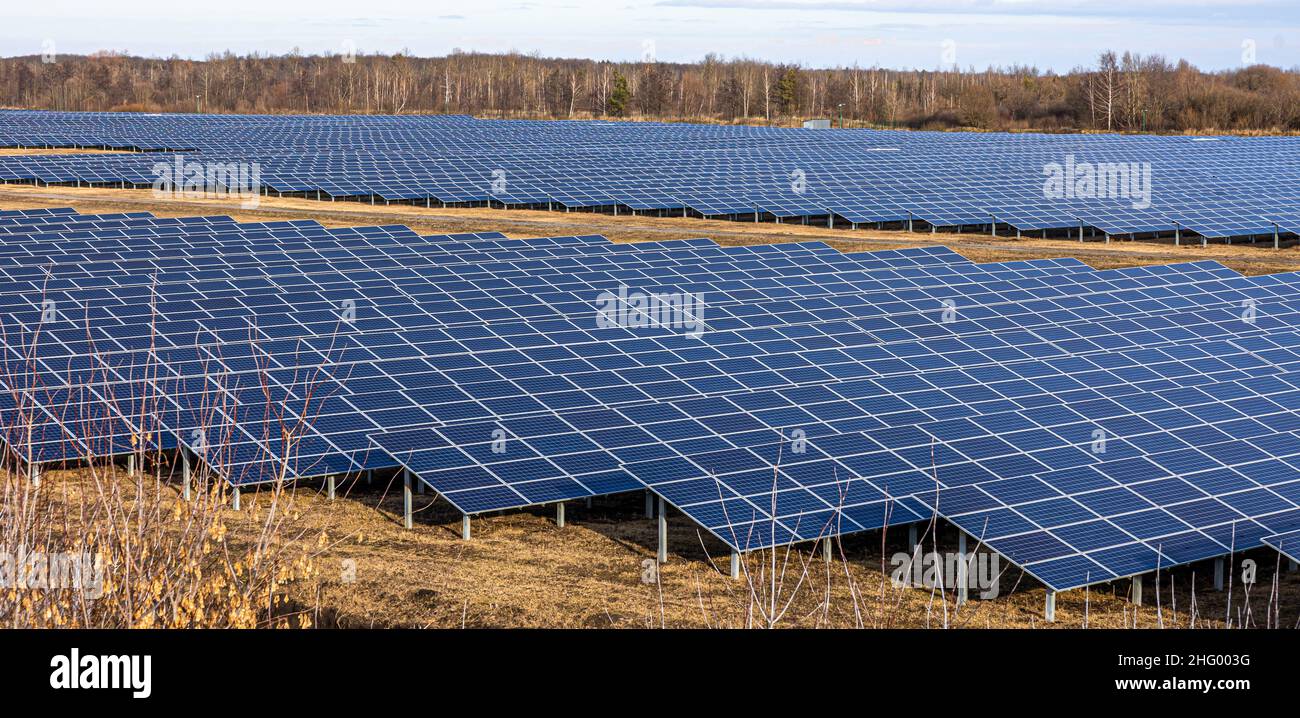 Electric farm with panels for producing clean ecologic energy Stock ...