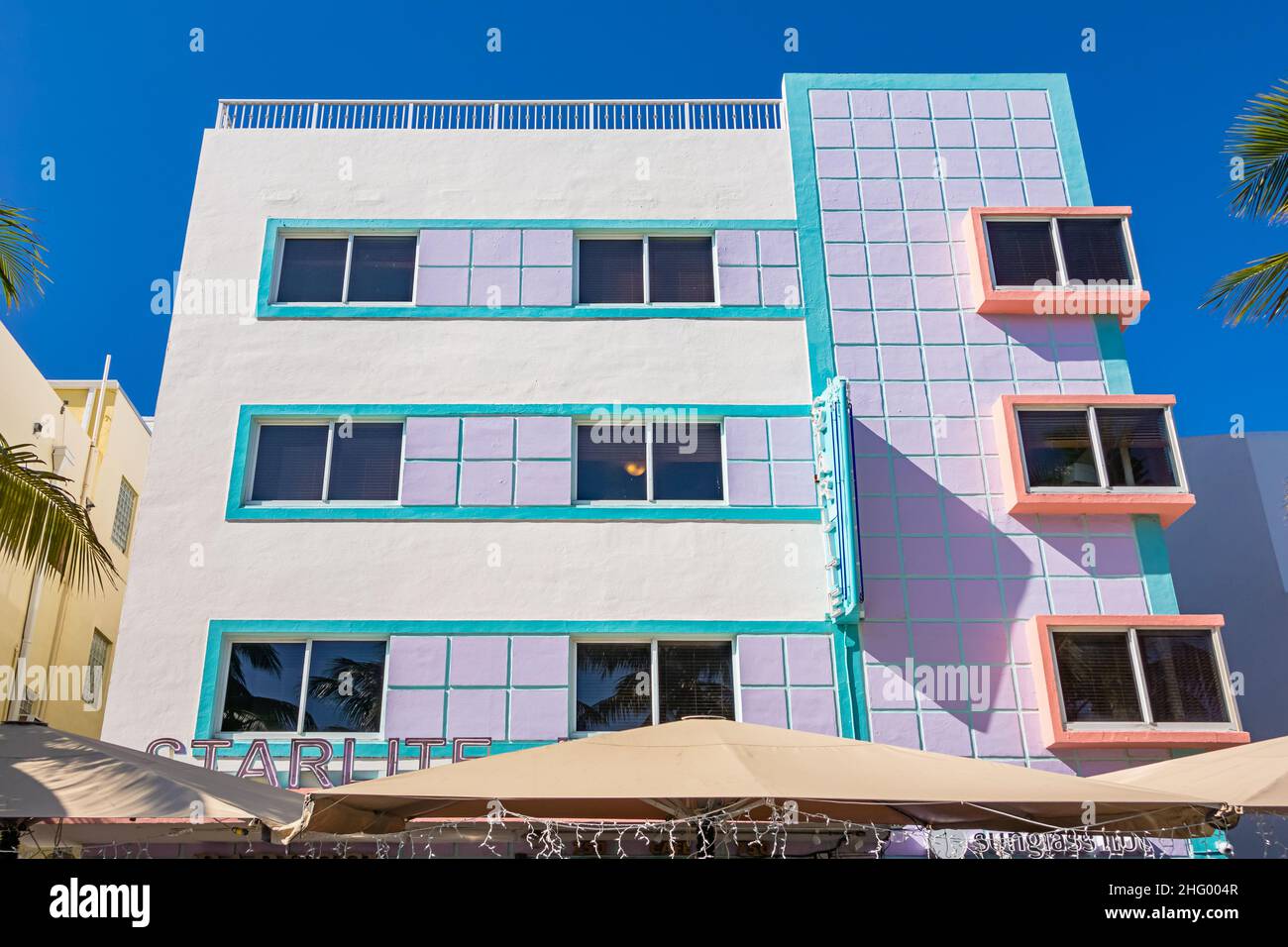 Hotels on Ocean Drive in the Art Deco District in Miami Beach Florida ...