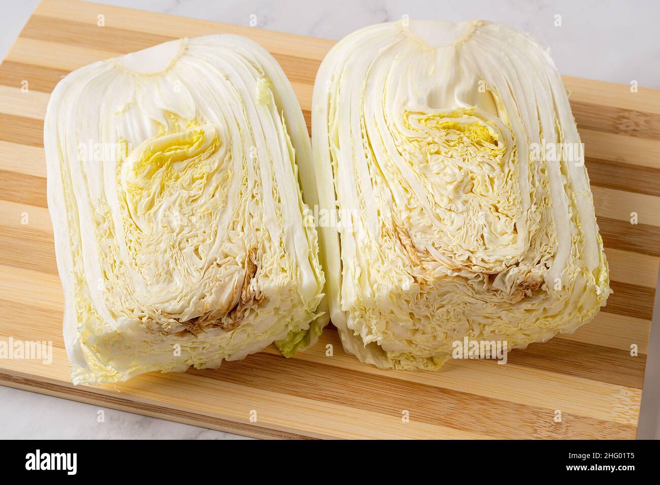 The rotting inside of napa cabbage. Rotten chinese cabbage cut in half ...