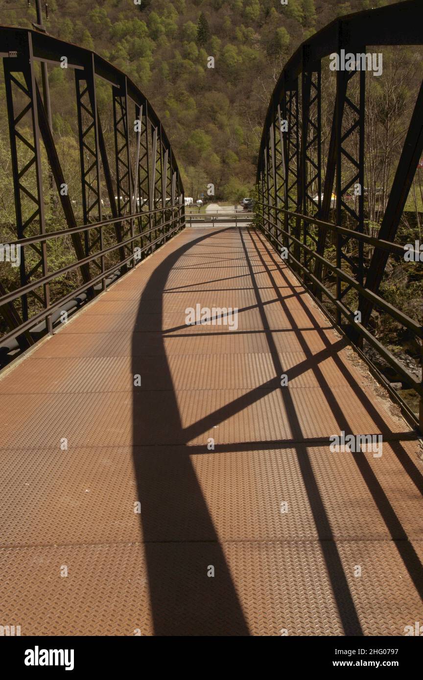 Iron footbridge over the Ticino river, Switzerland Stock Photo - Alamy