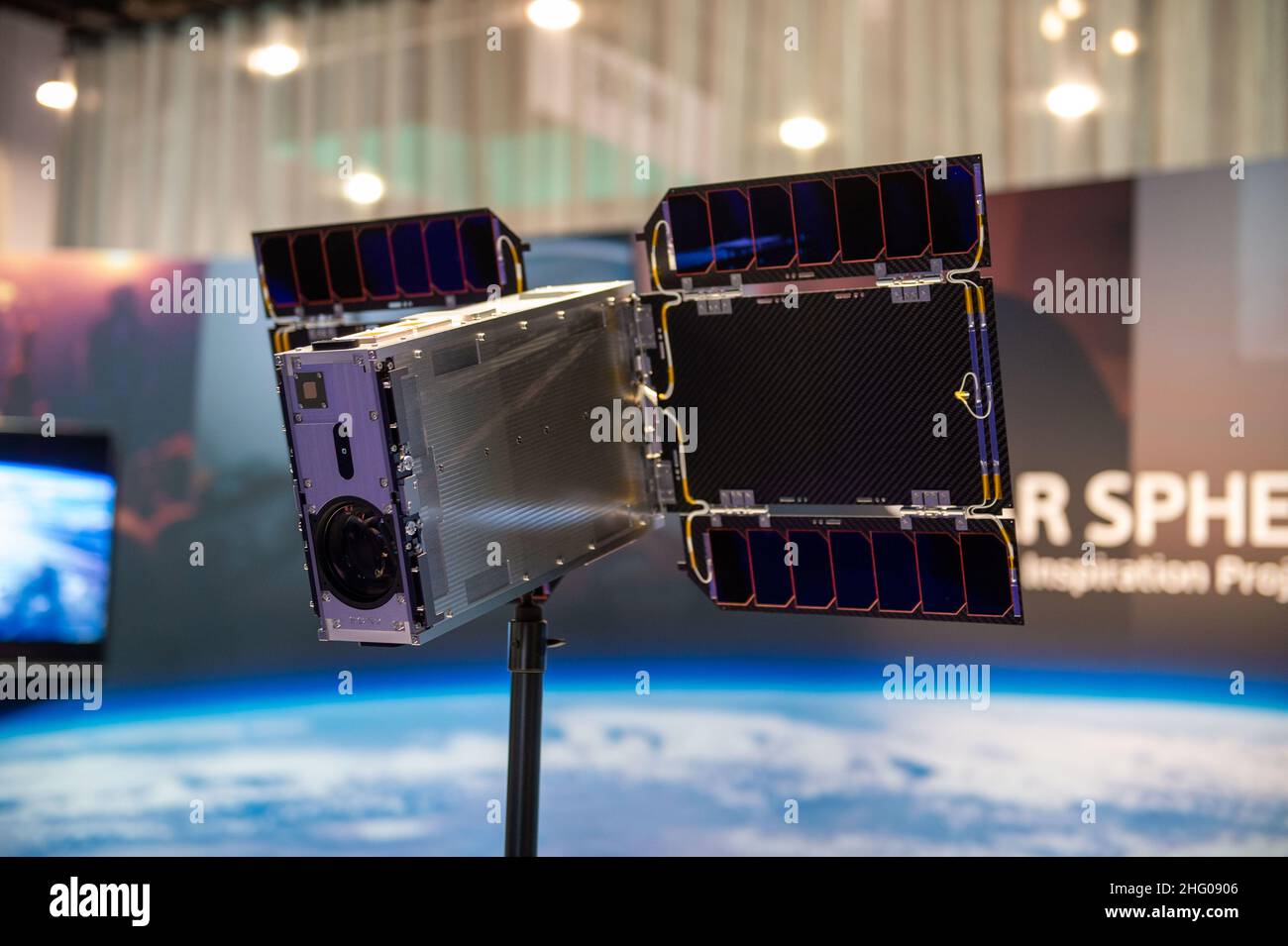 Las Vegas, USA. 06th Jan, 2022. Sony is showing a satellite for its ...