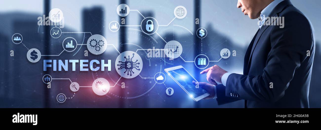 Fintech Investment Financial Technology Concept. 3D Virtual screen ...