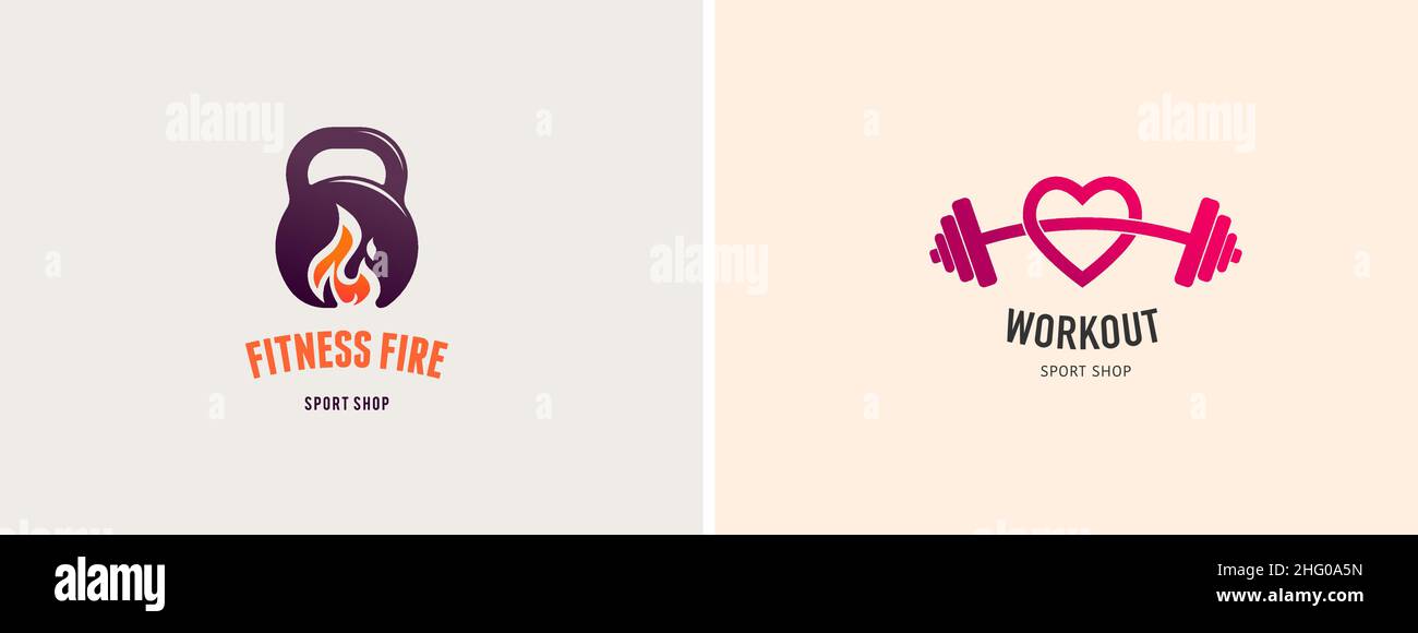 Fitness, Gym, workout and personal trainer logo. Trendy modern style ...