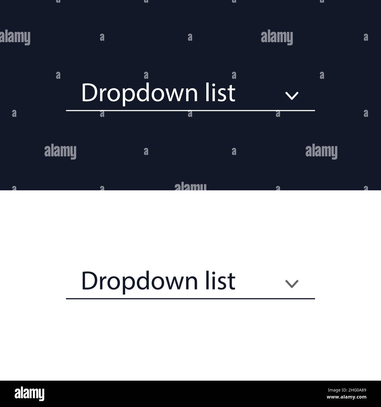 Drop-down list for the website. User interface for the website and ...