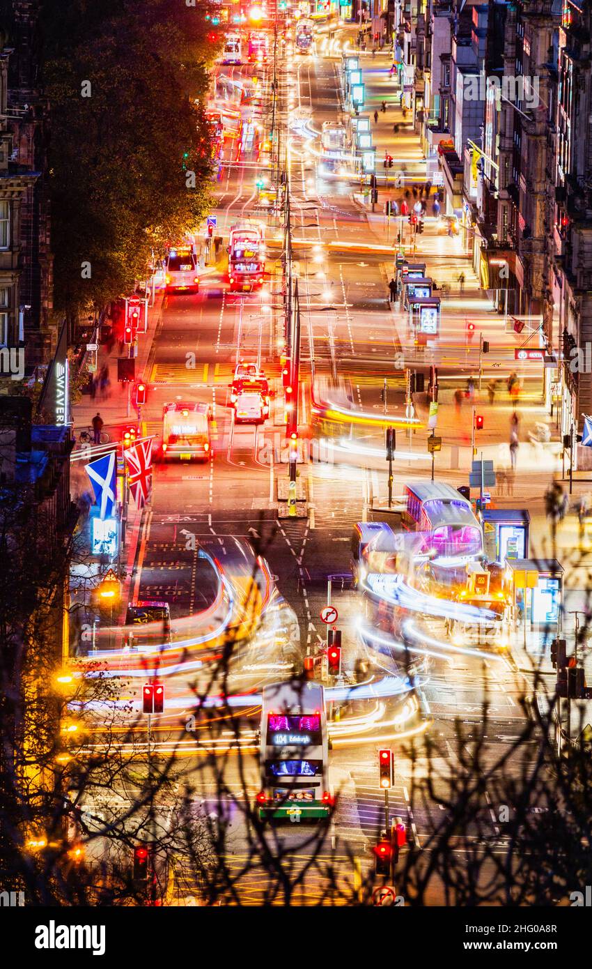 Traffic on Princes street in Edinburgh, Scotland, United Kingdom Stock ...
