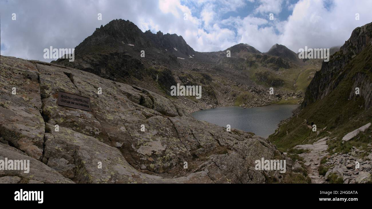 The Tomasee, "source" of the River Rhine in Grisons, Switzerland Stock ...