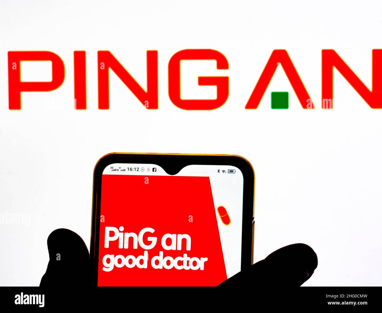 In this photo illustration, the Ping An Good Doctor logo is seen ...