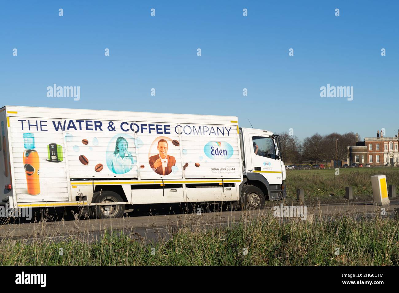 side view of McDonalds' waste management truck, BIO Diesel lorry drive ...