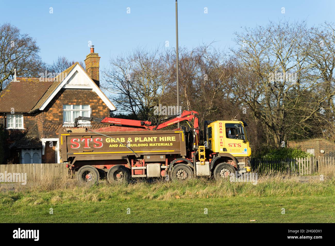 STS grab truck hire en route to customer London England UK Stock Photo ...