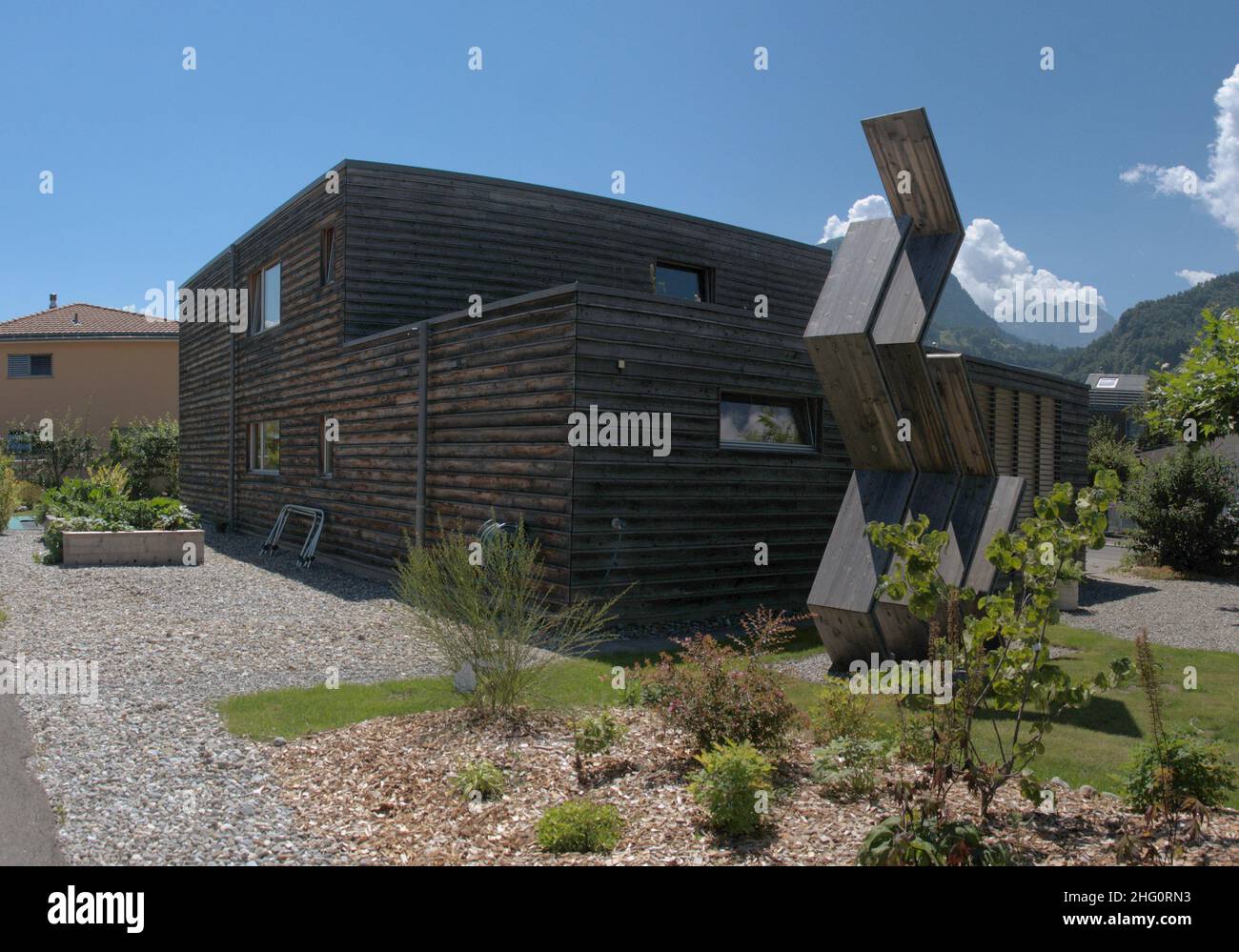 Modern, timber-clad home in Bad Ragaz, Switzerland Stock Photo - Alamy