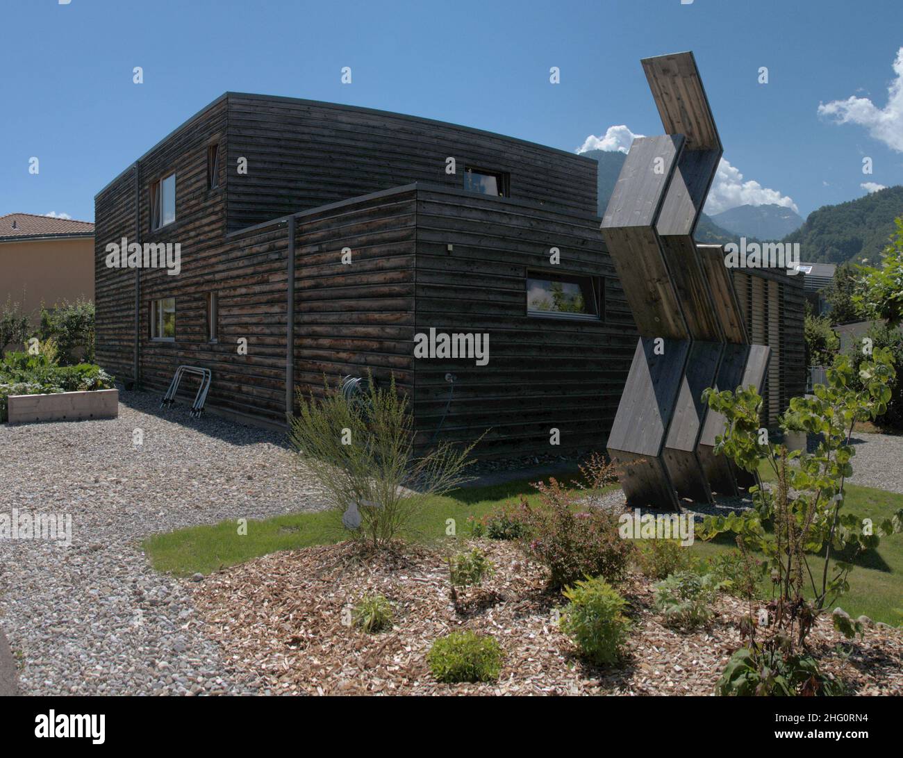 Modern, timber-clad home in Bad Ragaz, Switzerland Stock Photo - Alamy