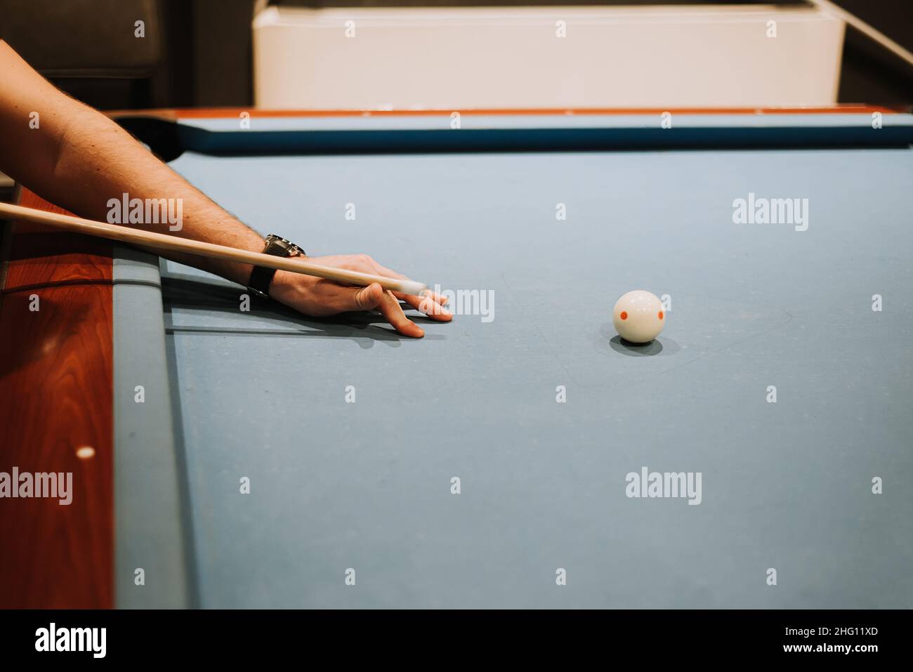 billiard pool table with balls Stock Photo - Alamy