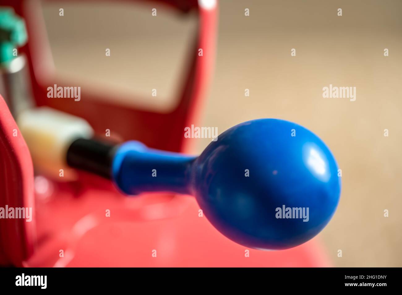 Selective focus on edge of an inflatable balloon attached to a helium ...