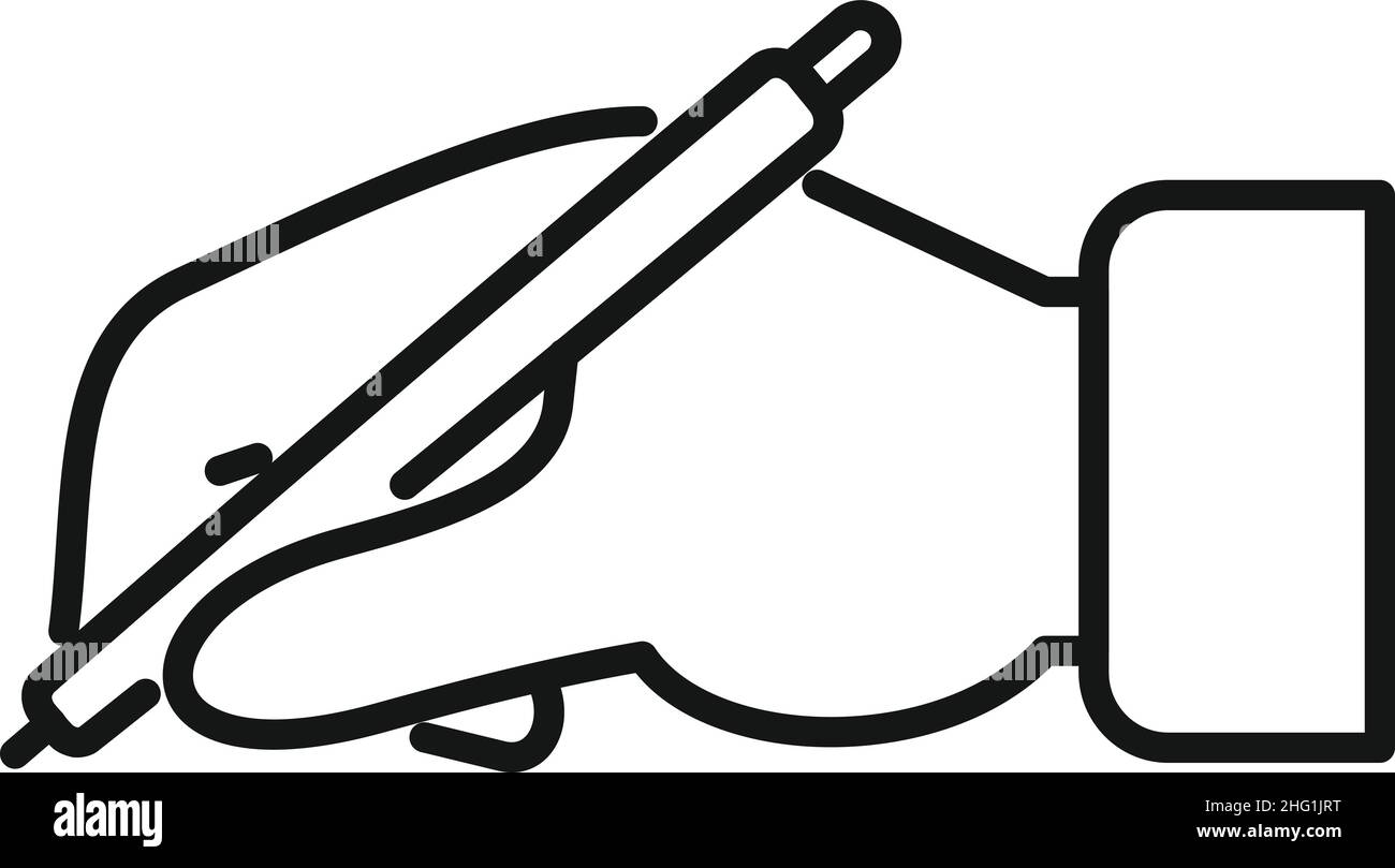 Writing hand icon outline vector. Write paper. Text message Stock ...