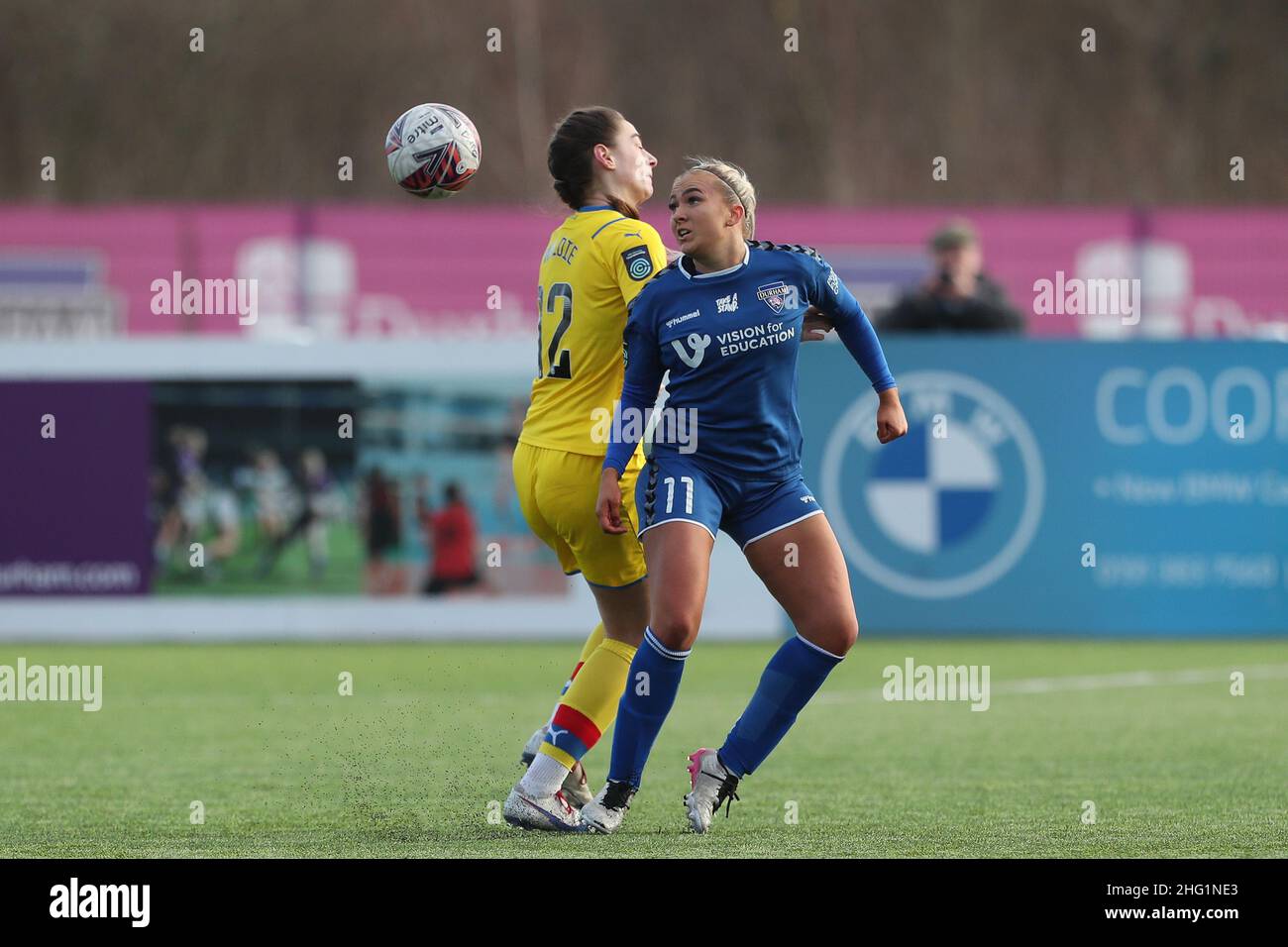 DURHAM, UK JAN 16TH Durham Women's Bridget Galloway contests a header ...