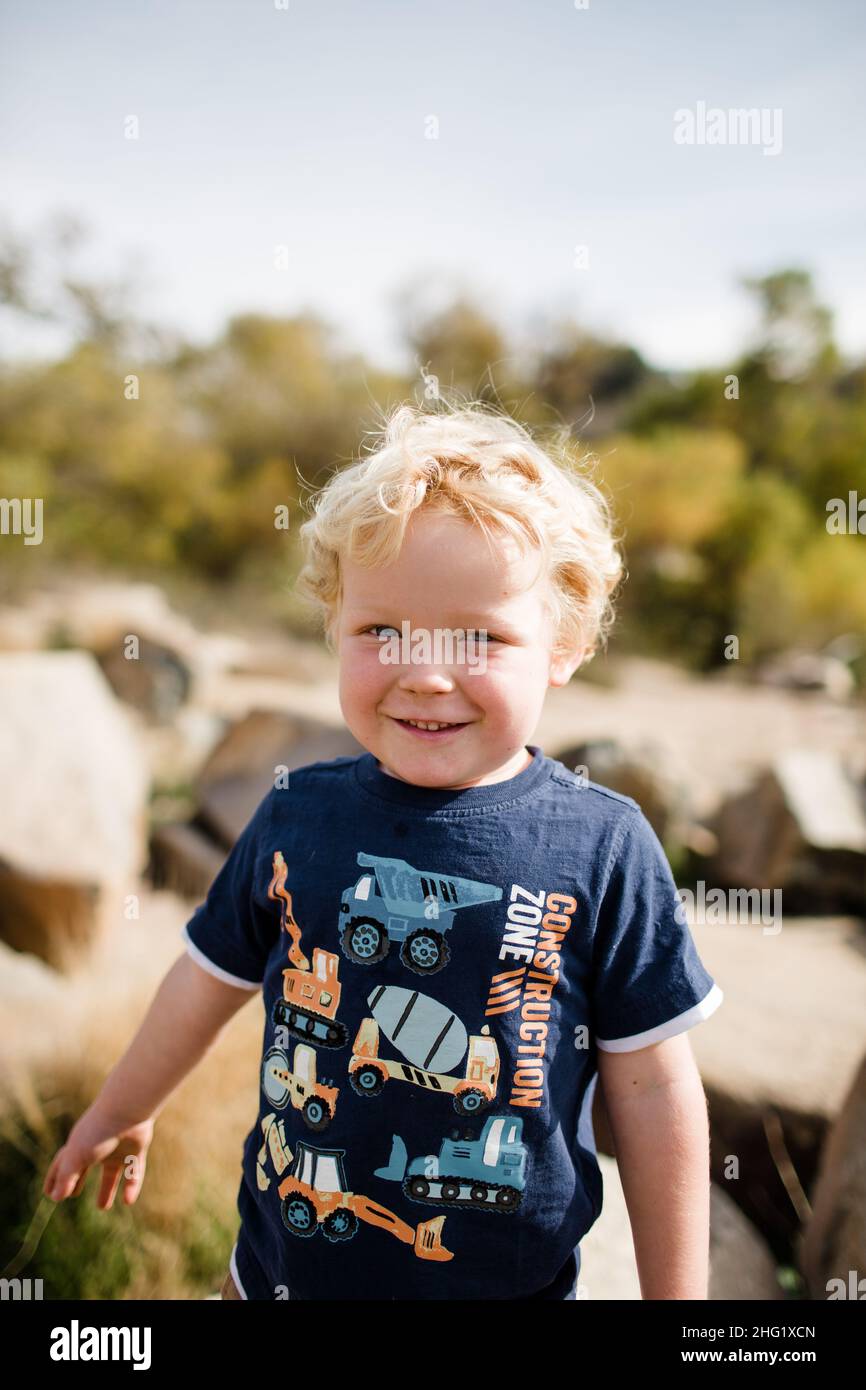 Three Year Old Boy Smiling for Camera at Mission Trails in San Diego ...