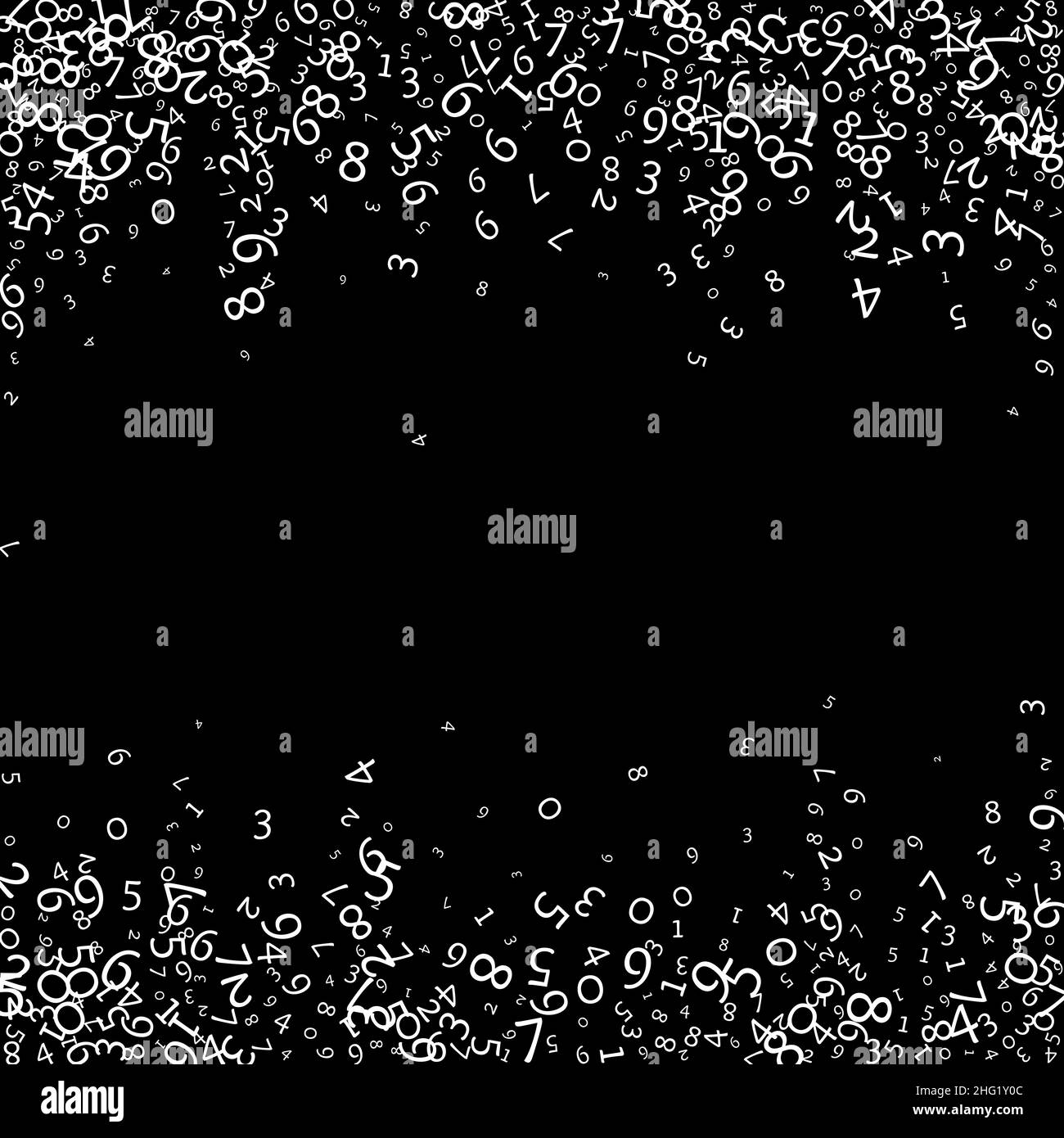 Falling numbers, big data concept. Binary white messy flying digits ...
