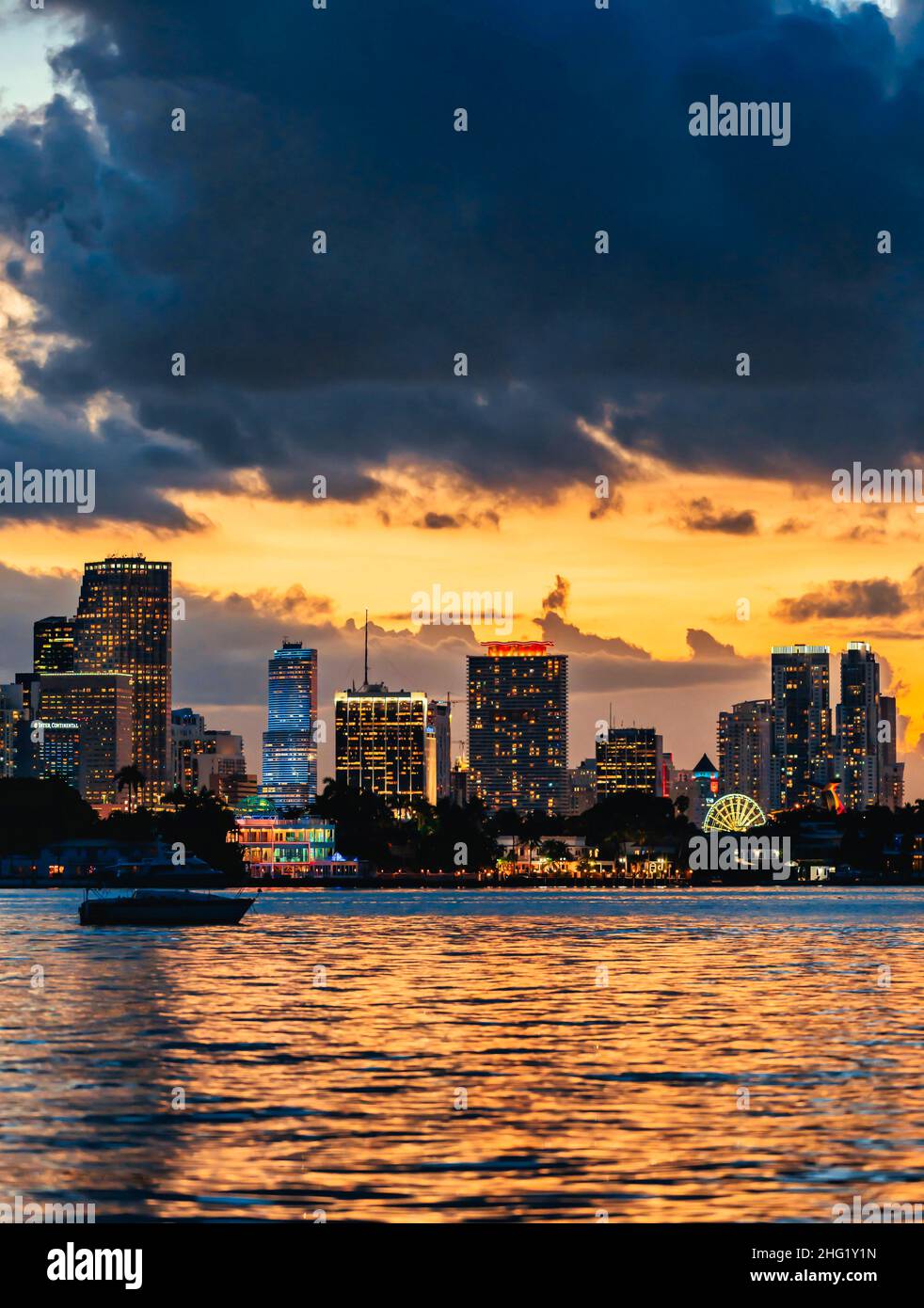 views skyline Miami Florida sunset clouds Stock Photo - Alamy
