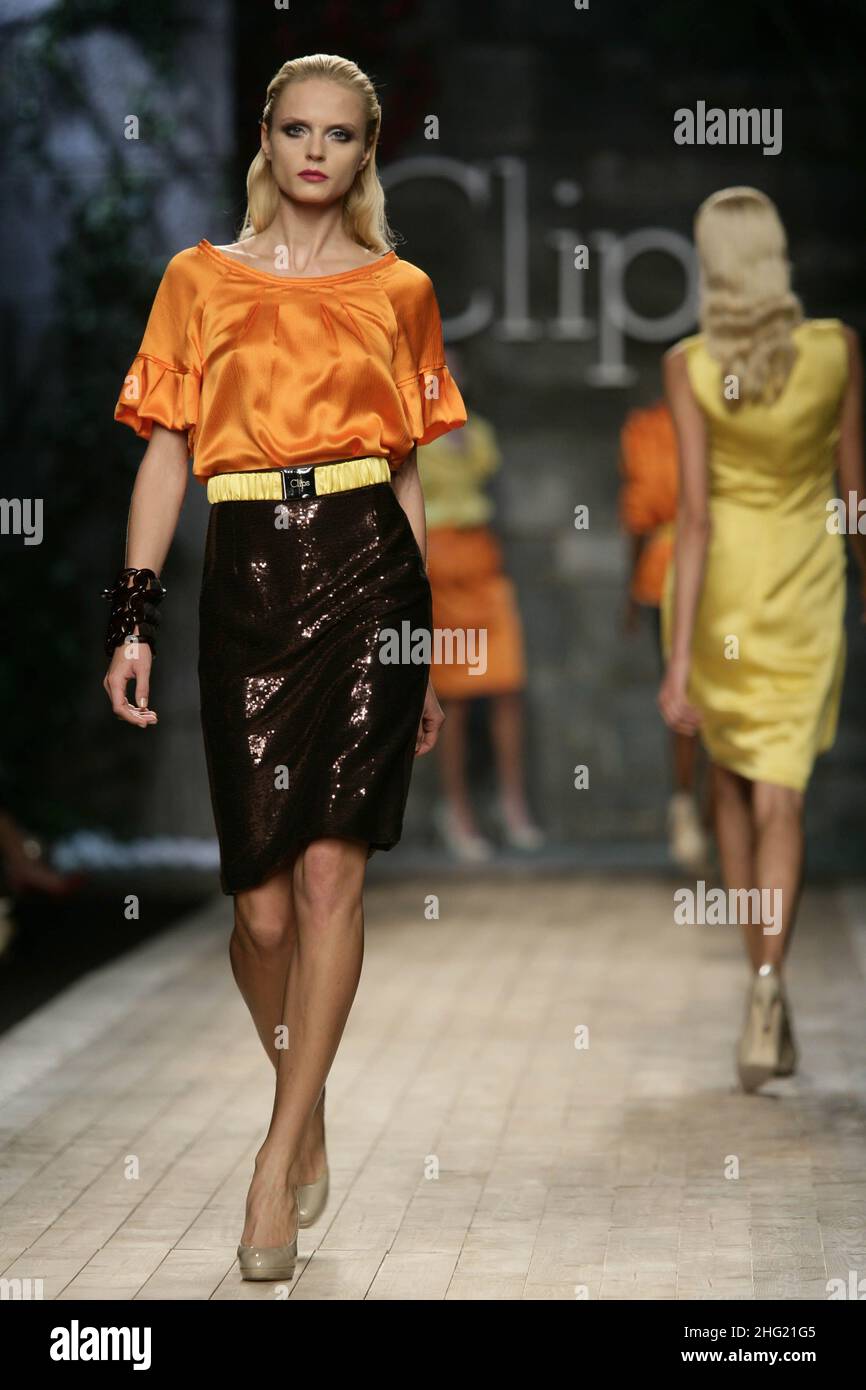 A model on the catwalk wears a design as part of the Clips Spring ...