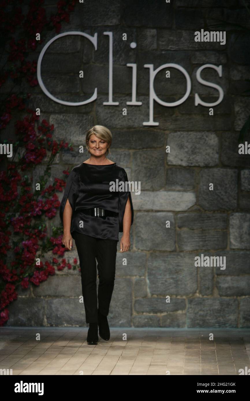 A model on the catwalk wears a design as part of the Clips Spring ...
